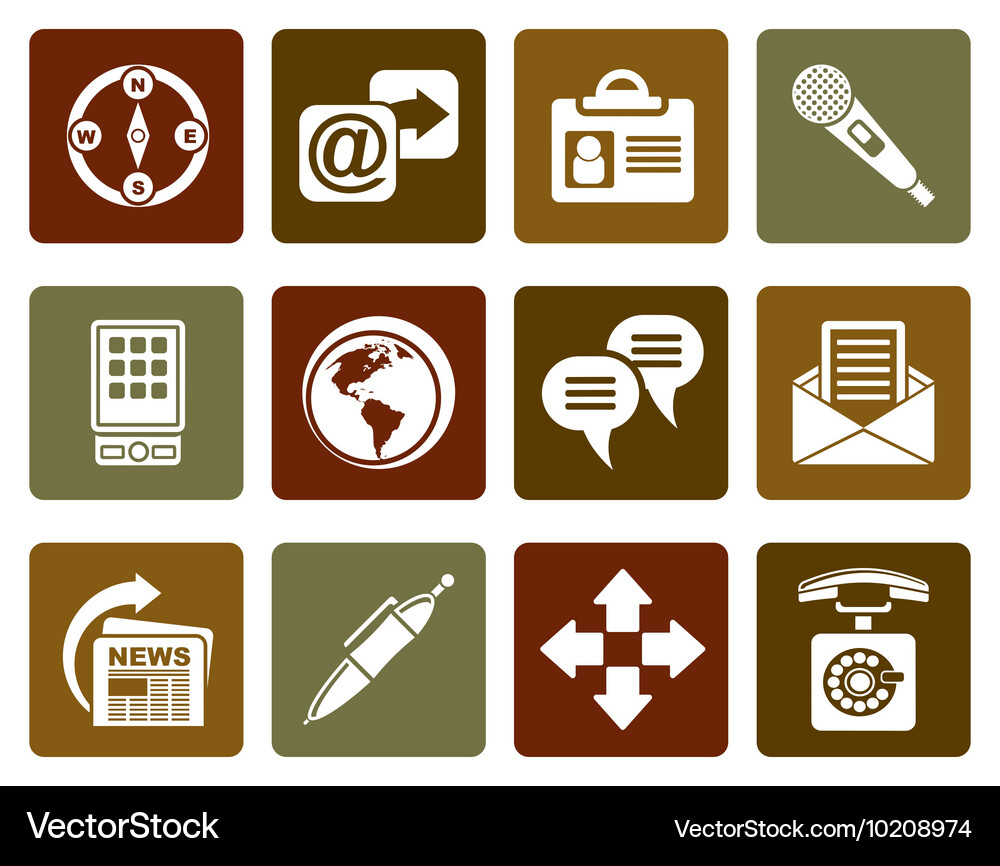 Flat business office and internet icons Royalty Free Vector