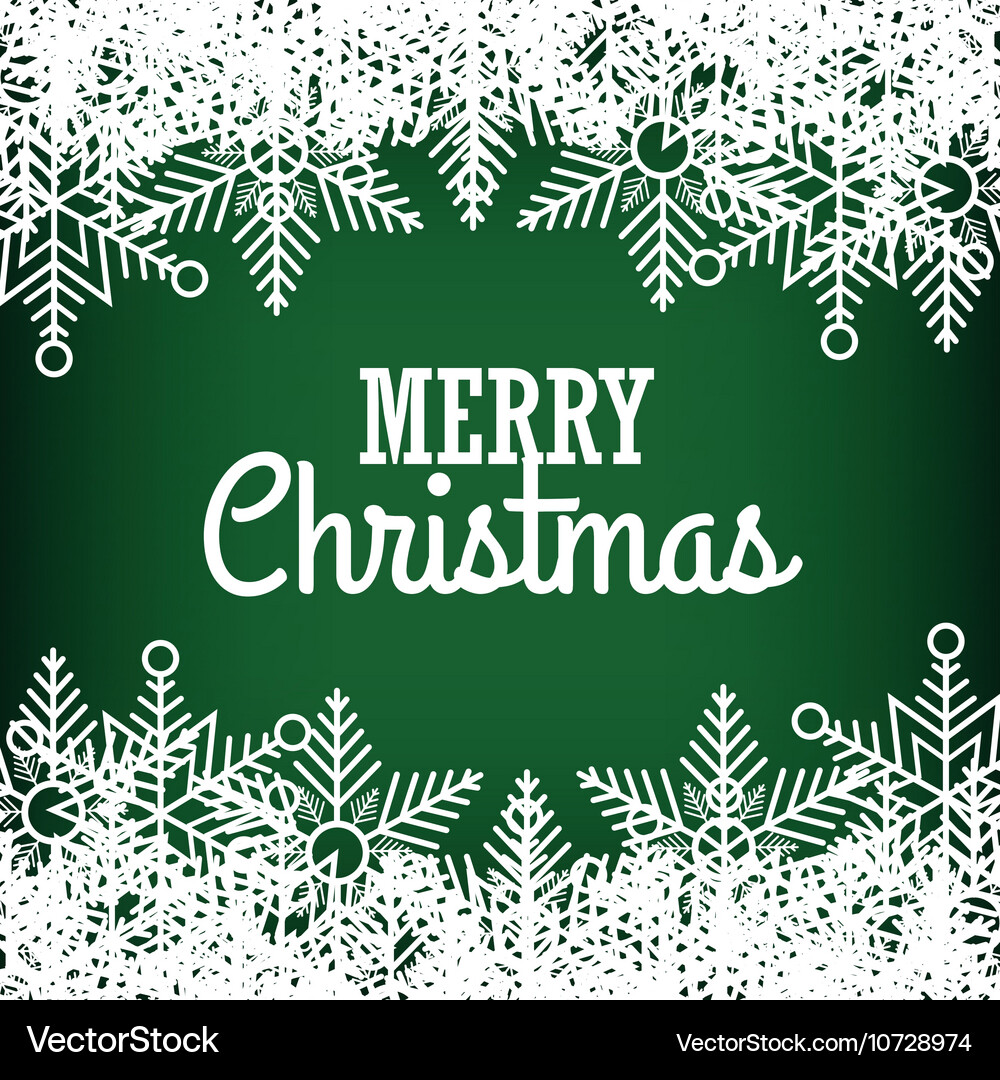 Greeting merry christmas green with snowflake Vector Image