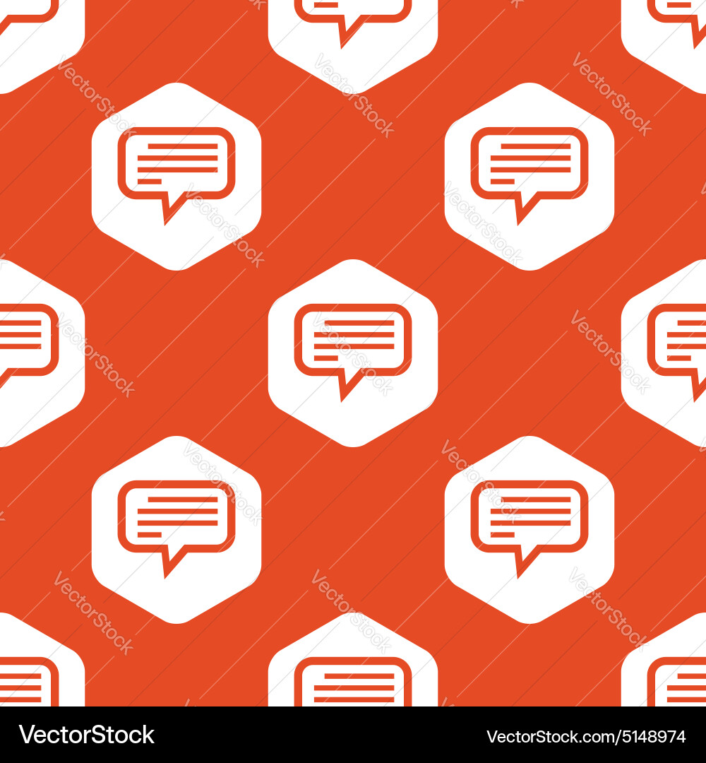 Orange hexagon text message pattern Royalty Free Vector