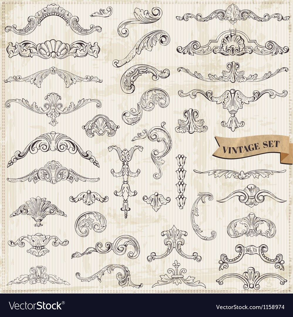 Set calligraphic design elements Royalty Free Vector Image