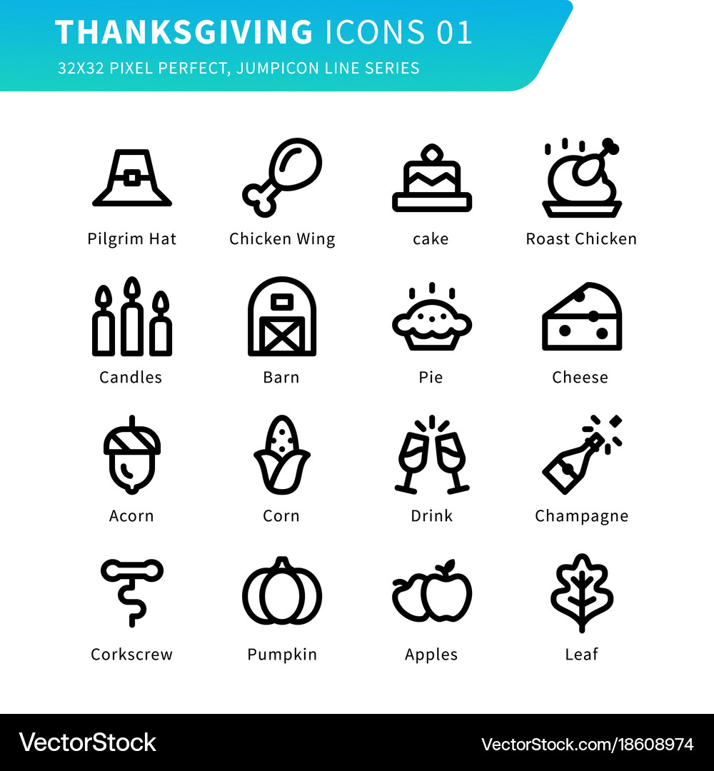 Thanksgiving line icons 01 Royalty Free Vector Image