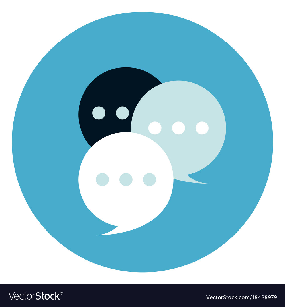 Chat bubbles icon on round blue background Vector Image
