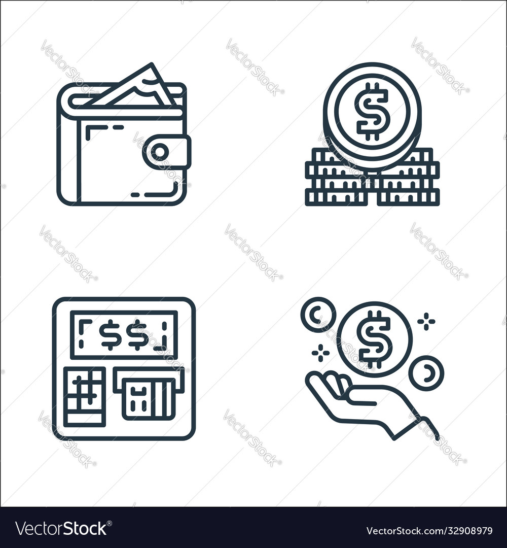 Money and currency line icons linear set quality Vector Image