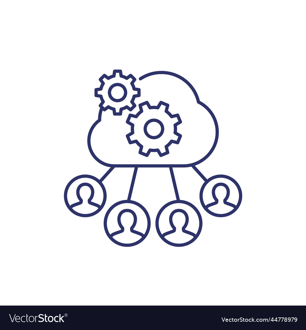 Process user data line icon with a cloud Vector Image Process user data line icon with a cloud Vector Image