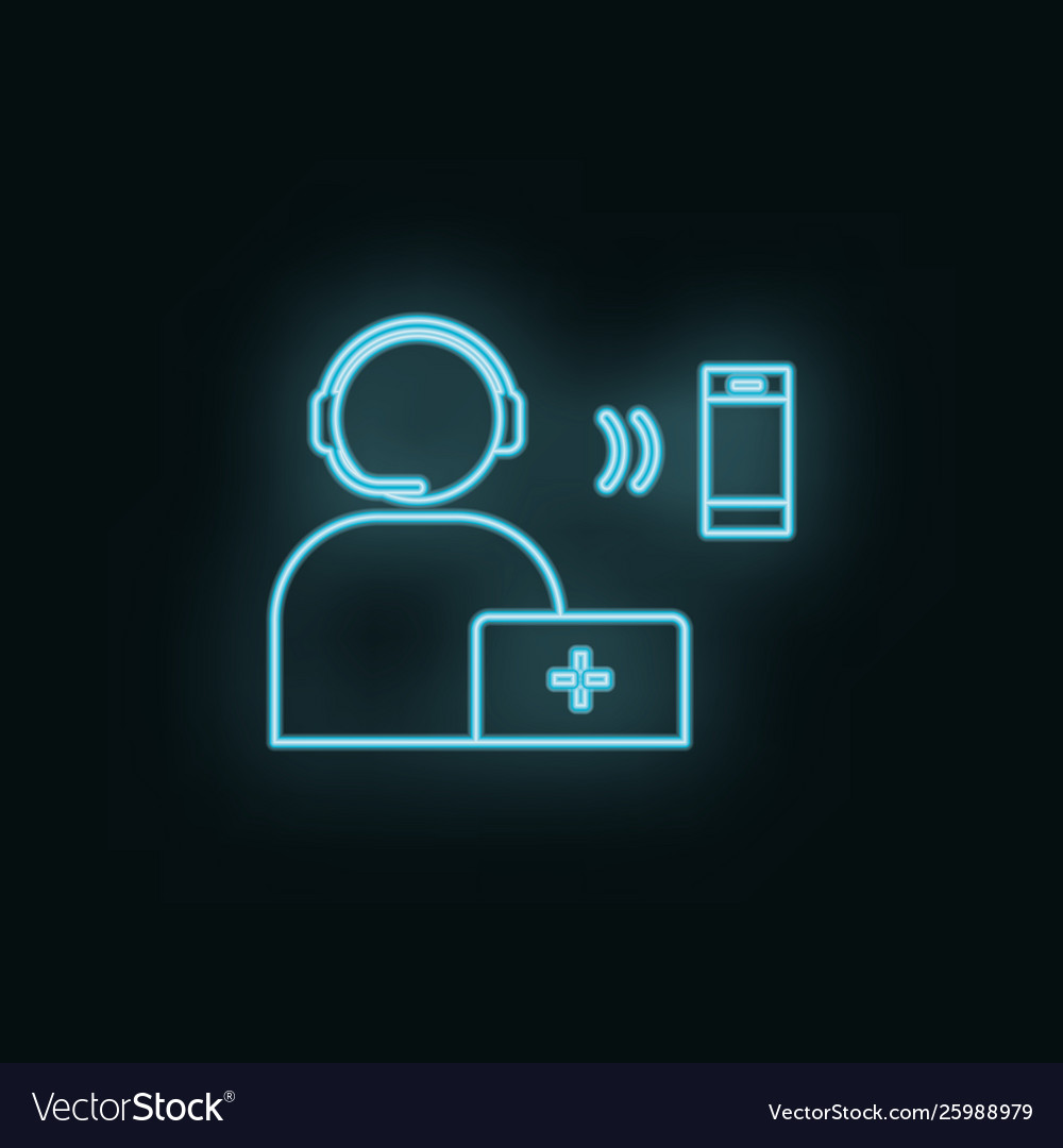 Tech support neon icon web development Royalty Free Vector