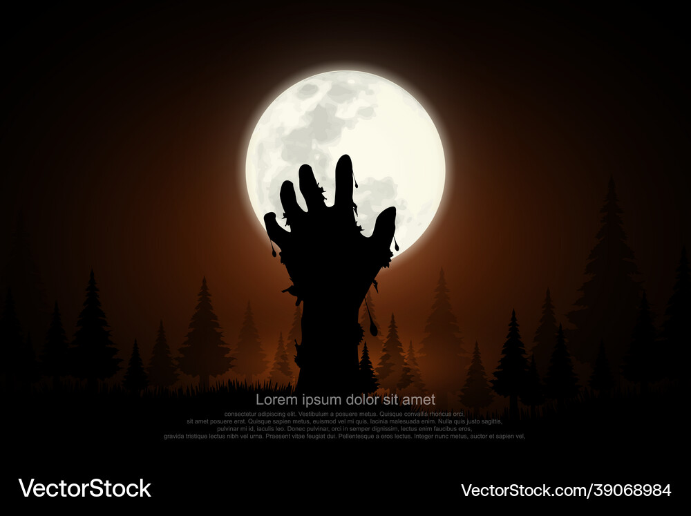 Ghost hand appeared on the full moon night Vector Image