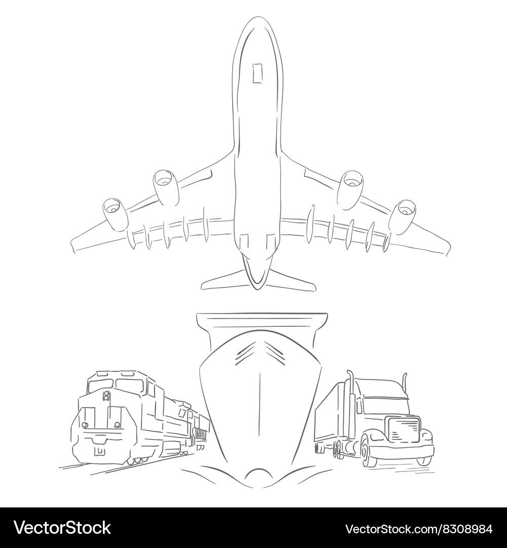 Logistics sign with plane truck container ship Vector Image