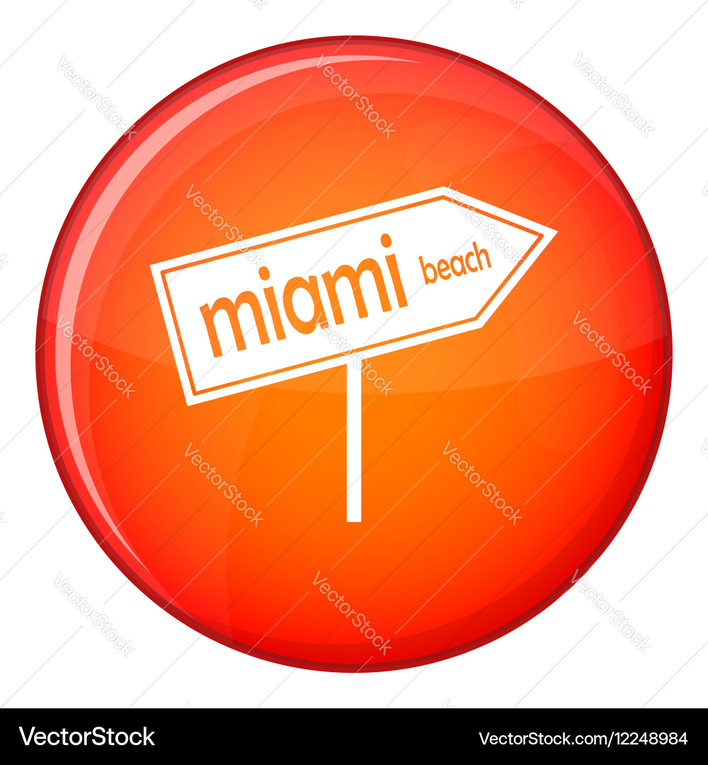 Miami arrow post sign icon flat style Royalty Free Vector