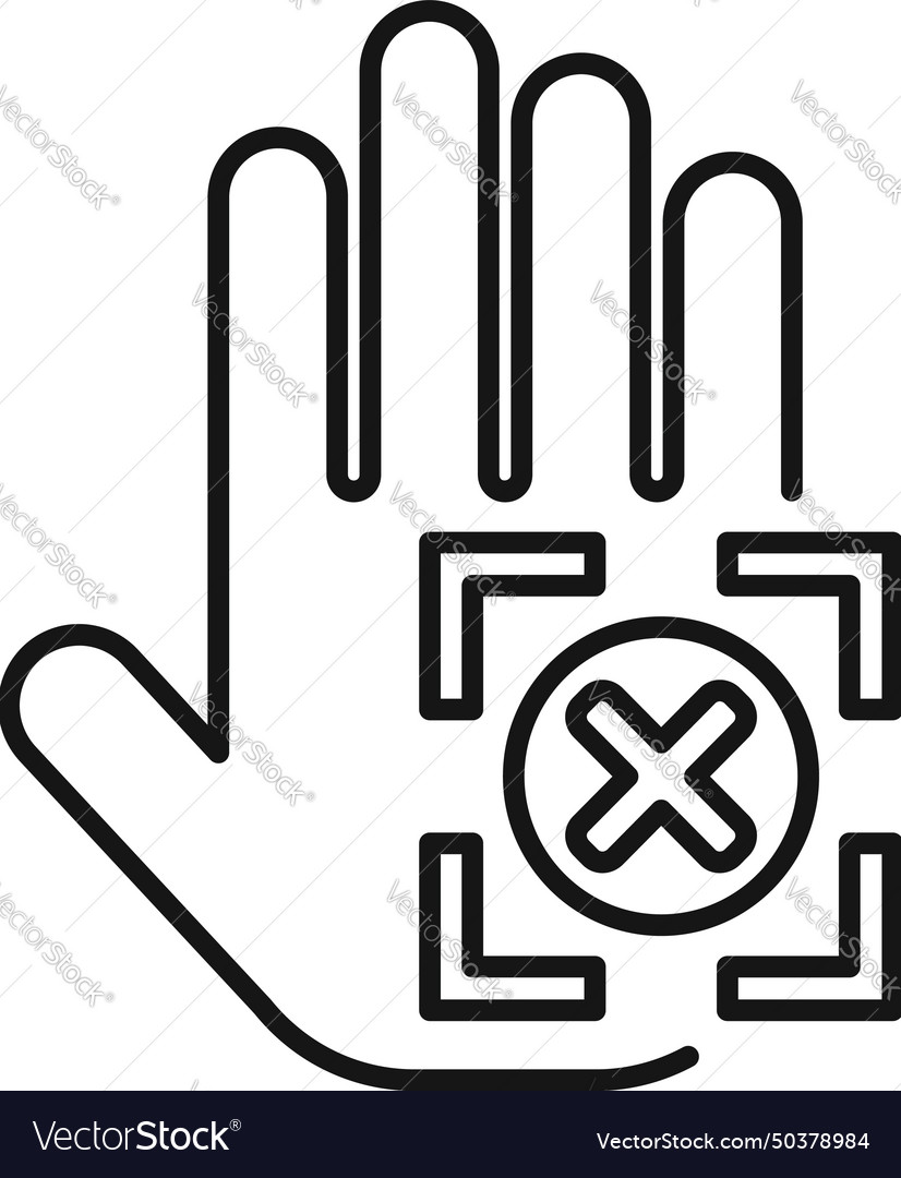 Rejected palm scanning icon outline social Vector Image Rejected palm scanning icon outline social Vector Image
