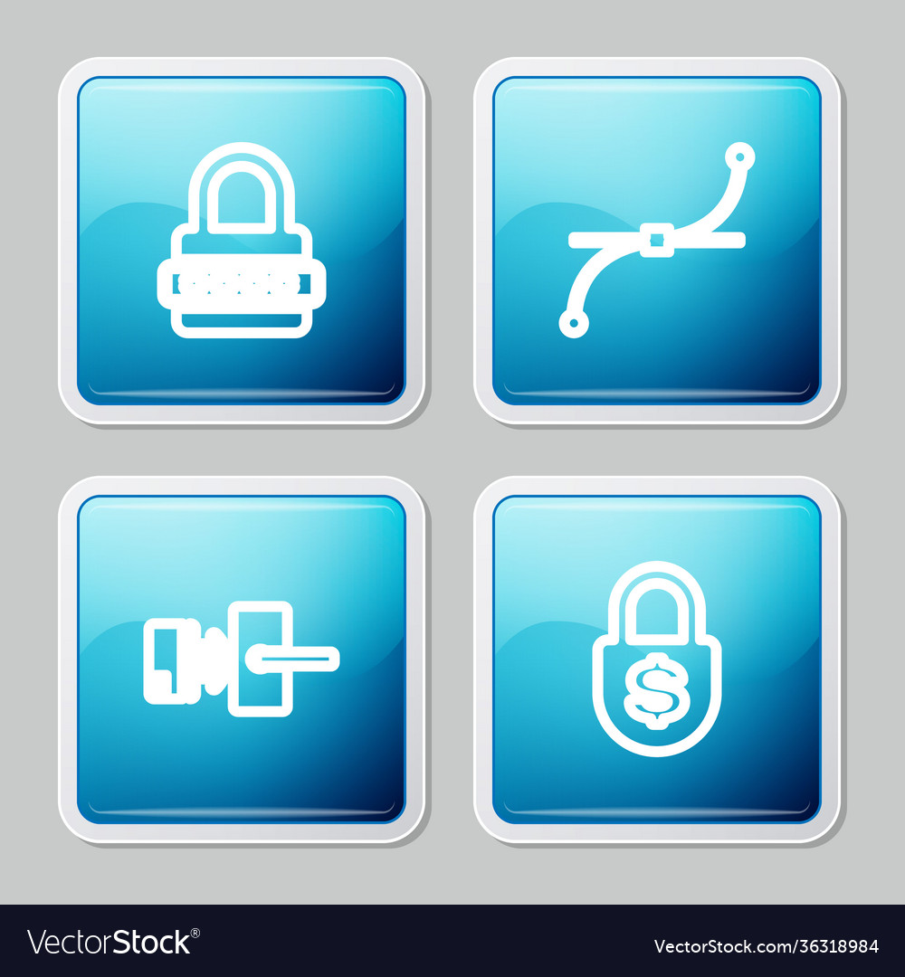 Set line password protection bezier curve Vector Image Set line password protection bezier curve Vector Image
