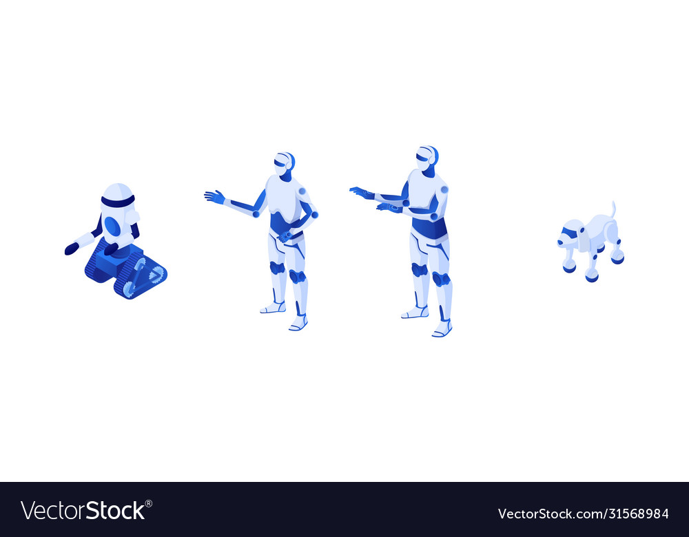 Technological robots future isometry robotic Vector Image Technological robots future isometry robotic Vector Image