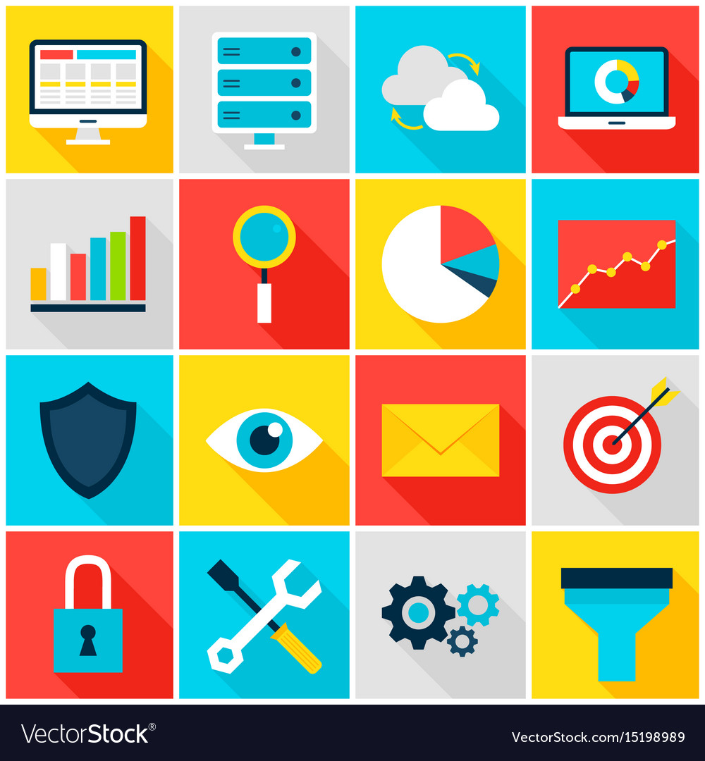 Business analytics colorful icons Royalty Free Vector Image Business analytics colorful icons Royalty Free Vector Image
