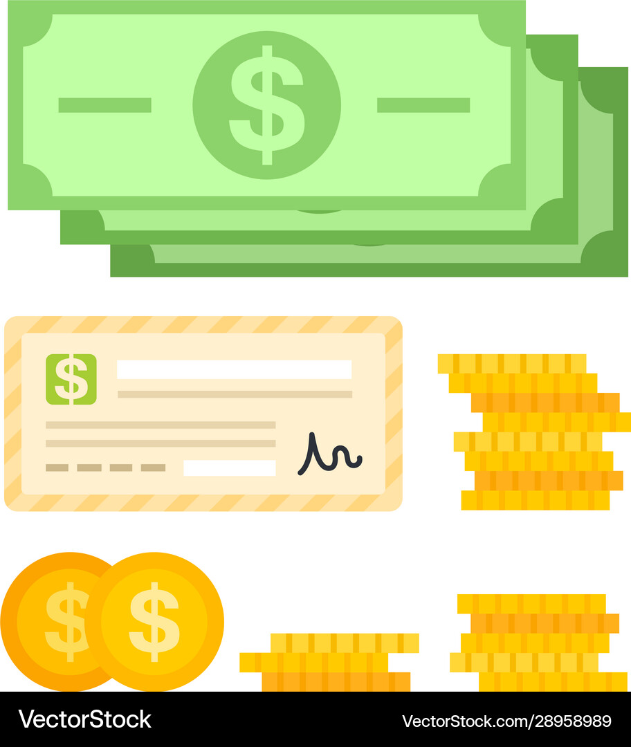 Set unit money flat icon isolated Royalty Free Vector Image