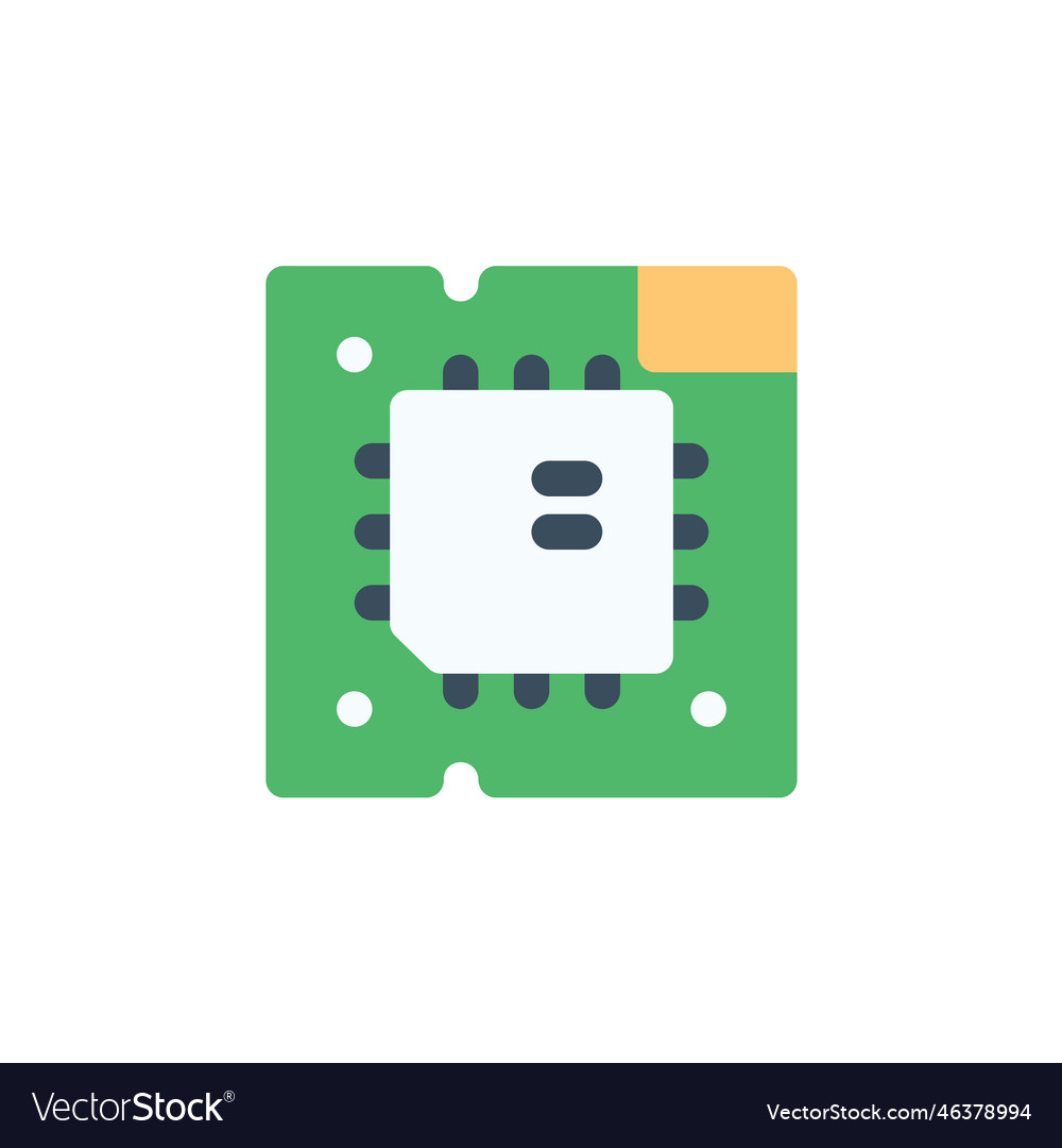 Cpu icon computer component flat style Royalty Free Vector