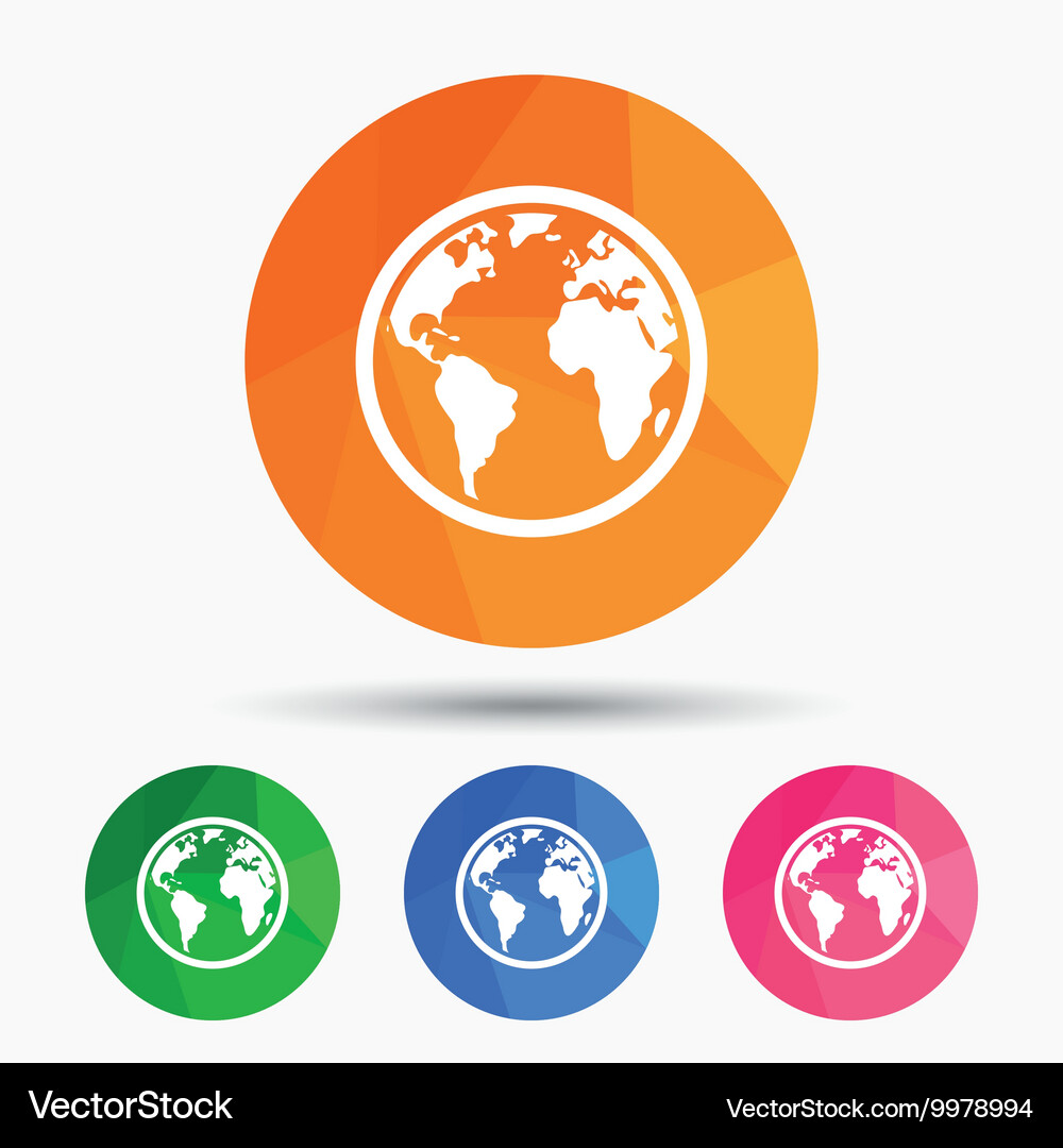 Globe sign icon world map geography symbol Vector Image