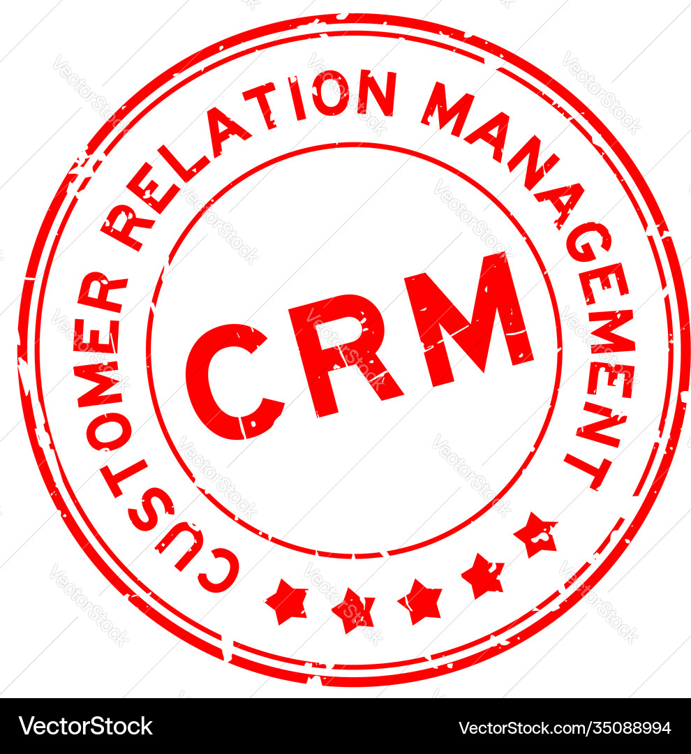 Grunge red crm customer relationship management Vector Image