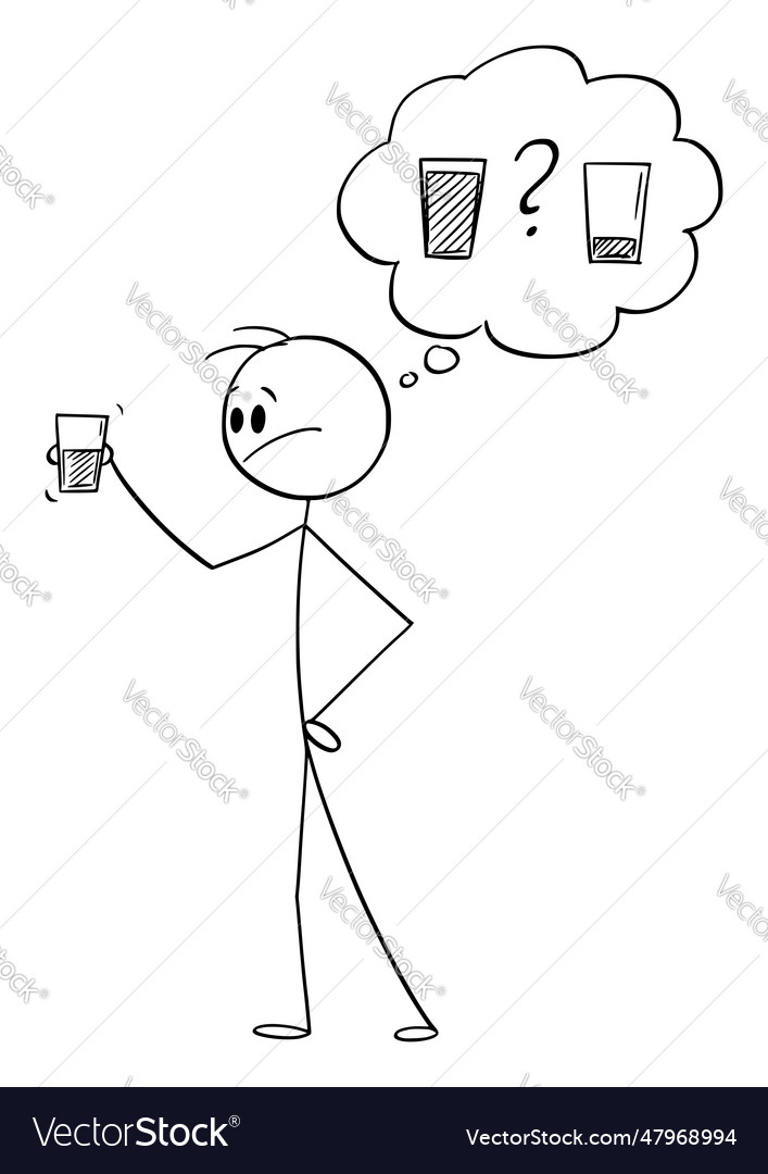 Is The Glass Half Full Or Empty Cartoon Royalty Free Vector