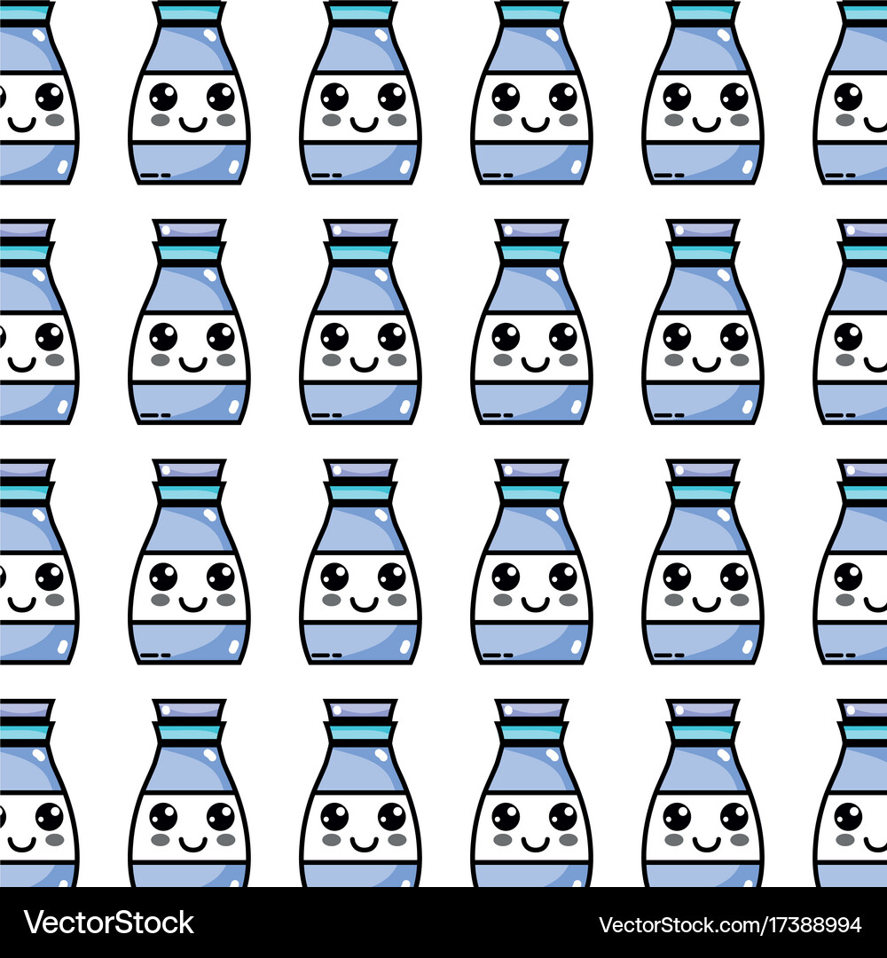 Kawaii cute happy beverage bottle background Vector Image