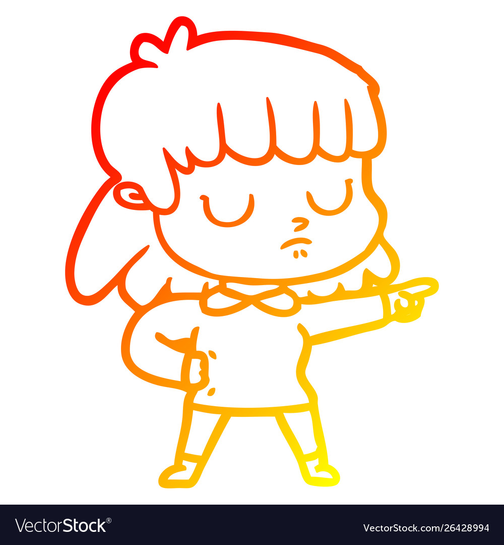 Warm gradient line drawing cartoon indifferent Vector Image