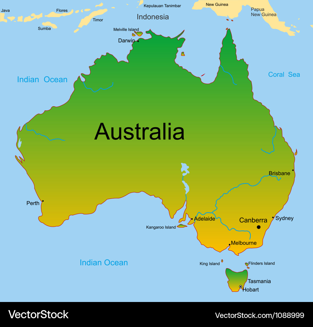 Map australian continent Royalty Free Vector Image