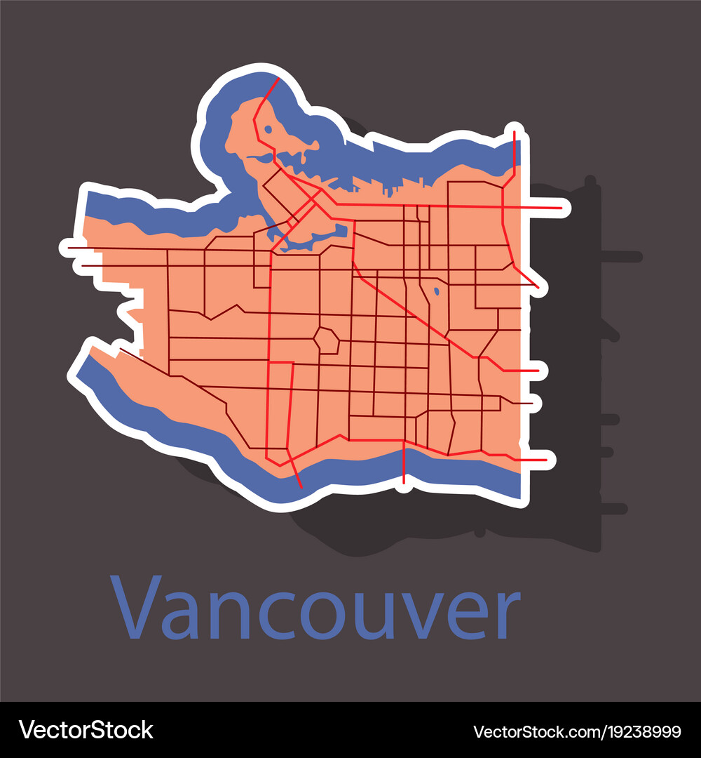 Vancouver city plan detailed sticker map Vector Image