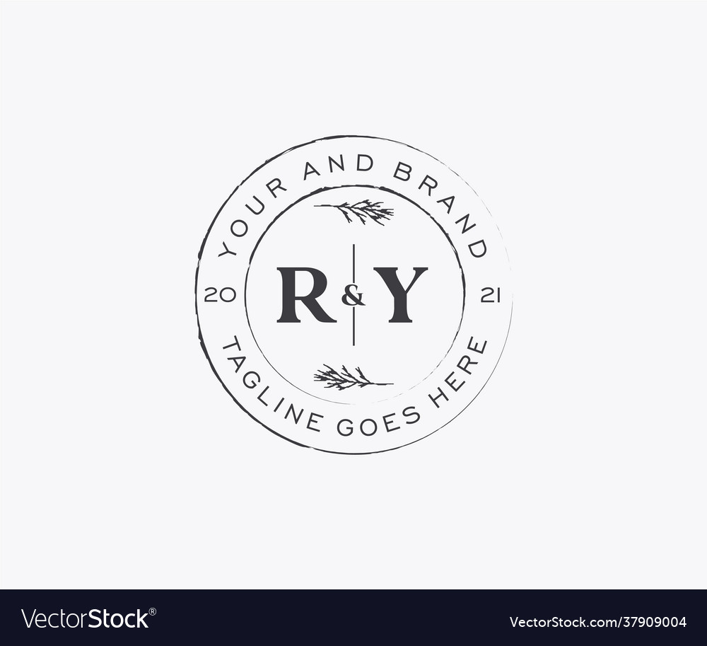 Initial ry letters floral frames botanical Vector Image Initial ry letters floral frames botanical Vector Image