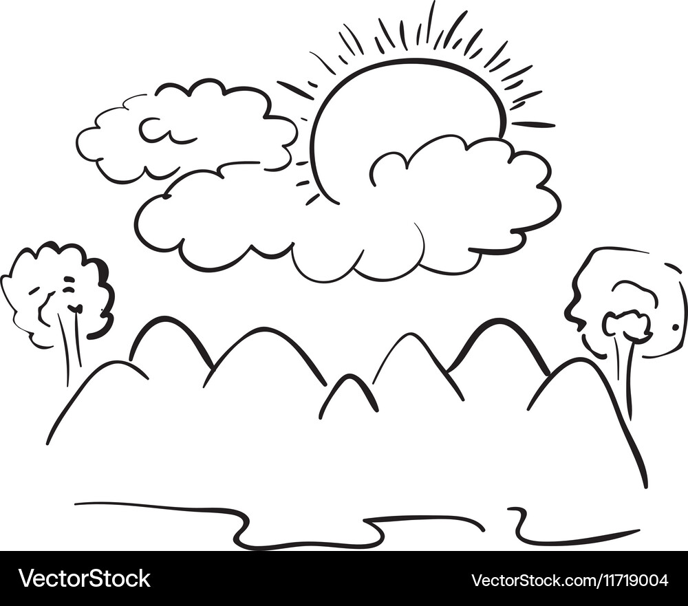 Mountains clouds and sun design Royalty Free Vector Image