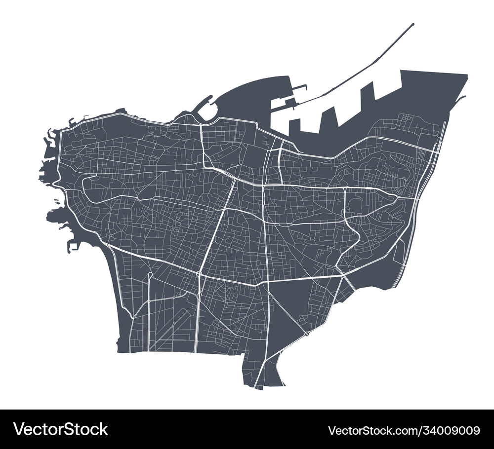 Beirut map detailed map city poster Royalty Free Vector