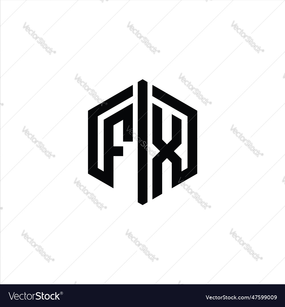 Fx letter logo monogram hexagon shape Royalty Free Vector