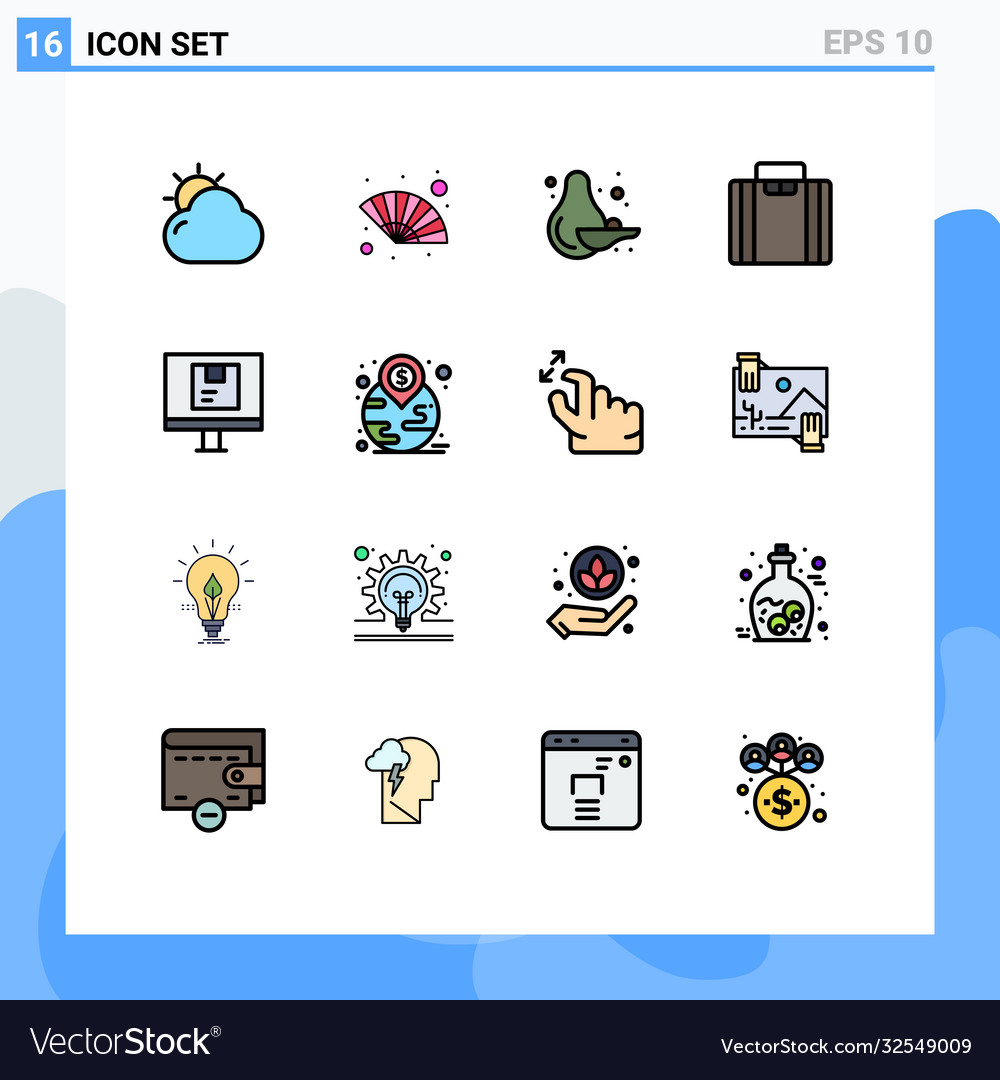 Mobile interface flat color filled line set 16 Vector Image