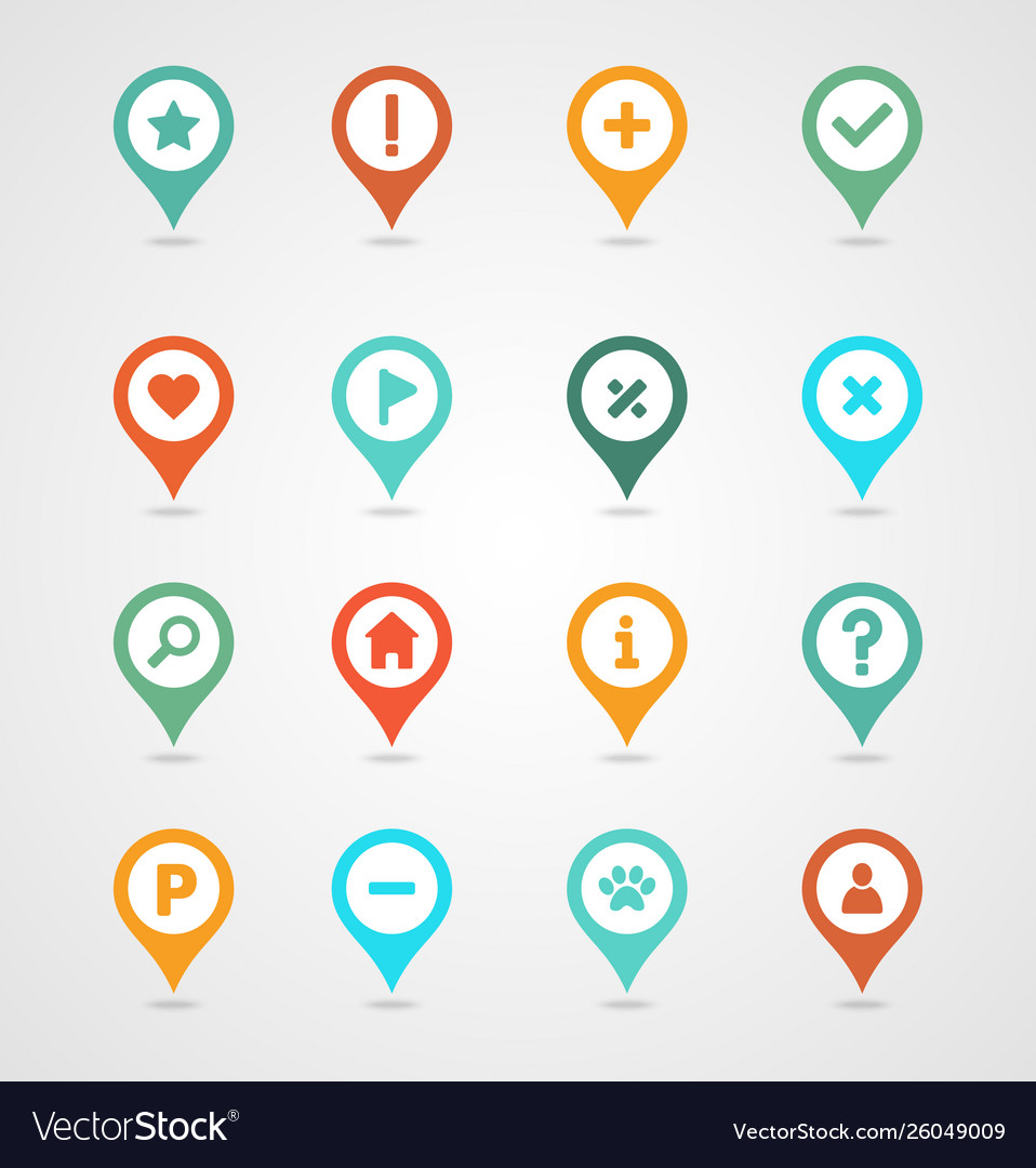 Pin map icon set pointer markers Royalty Free Vector Image