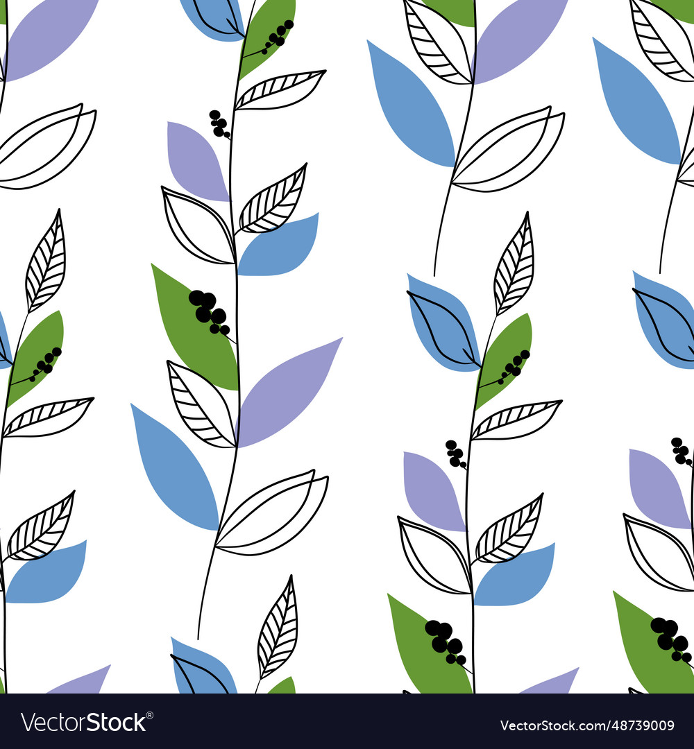 Seamless plants pattern Royalty Free Vector Image