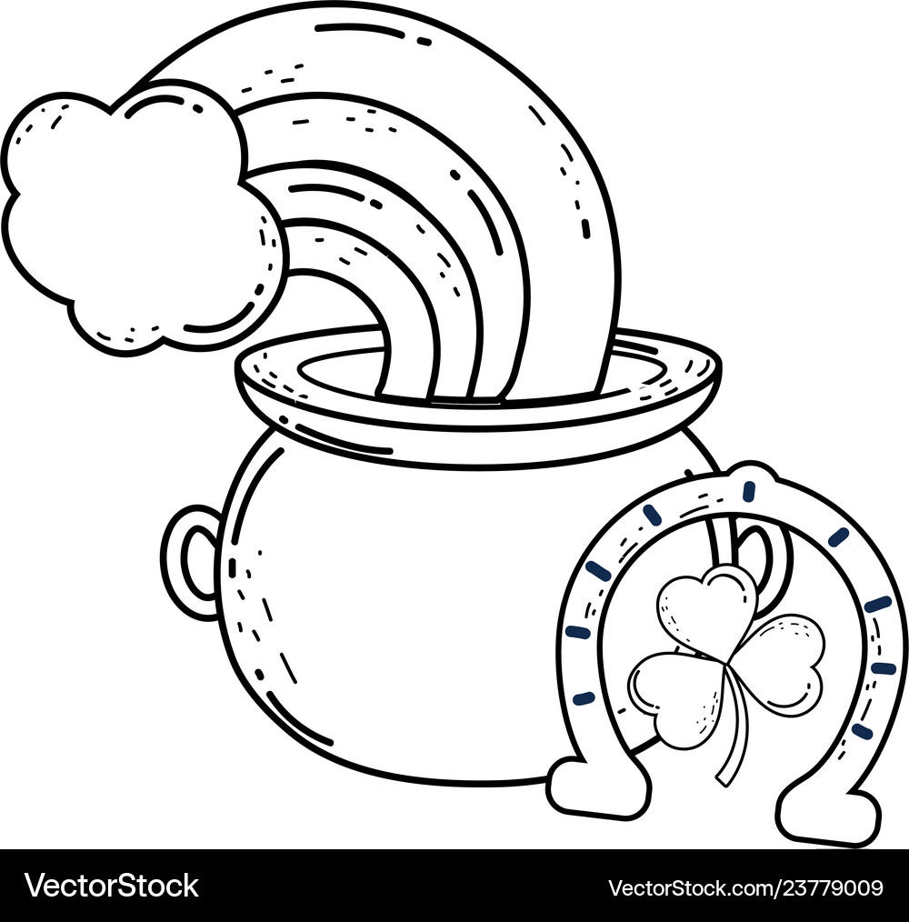 Treasure cauldron with rainbow saint patrick day Vector Image