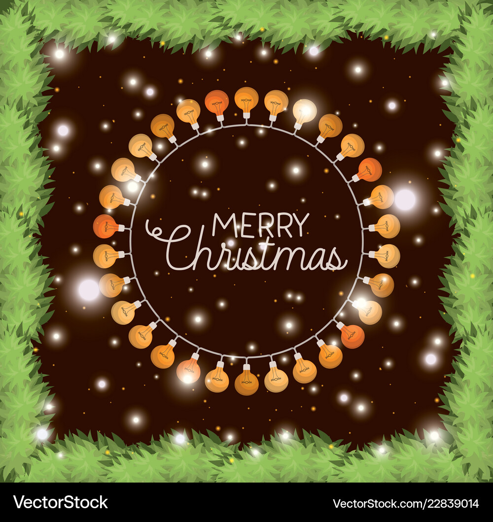 Circular frame with garlands and christmas lights Vector Image