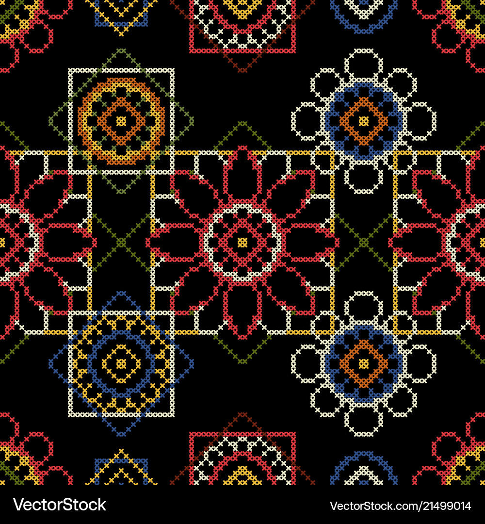 Embroidery seamless pattern for bedding Royalty Free Vector