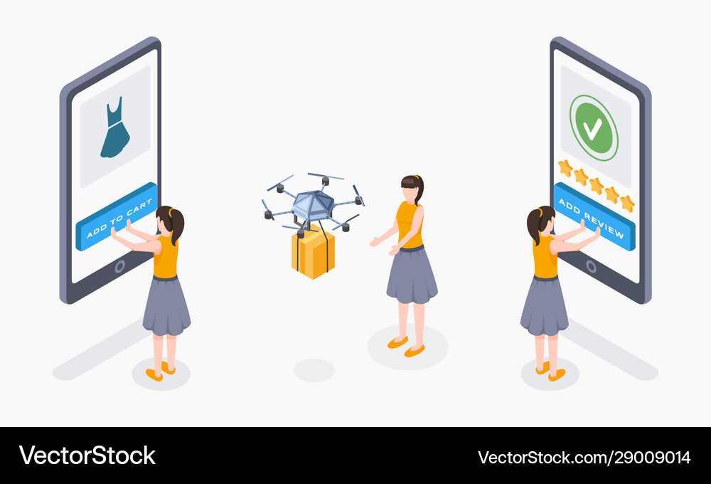Internet orders isometric set Royalty Free Vector Image