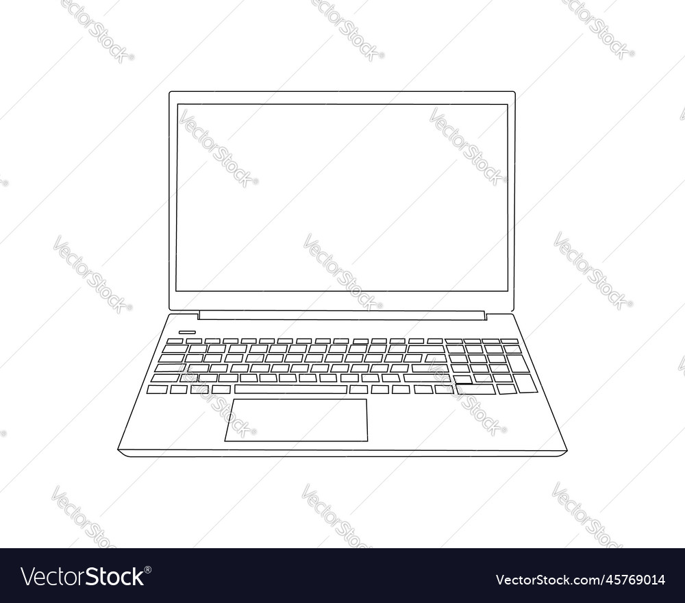 Laptop line art Royalty Free Vector Image - VectorStock