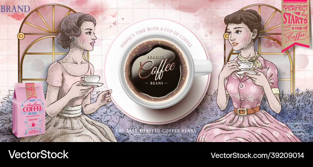 Retro coffee beans ads Royalty Free Vector Image
