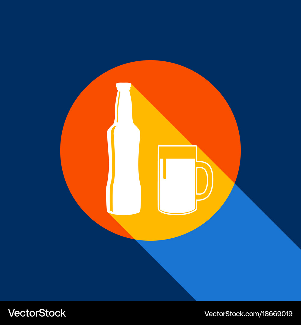 Beer bottle sign white icon on tangelo Royalty Free Vector