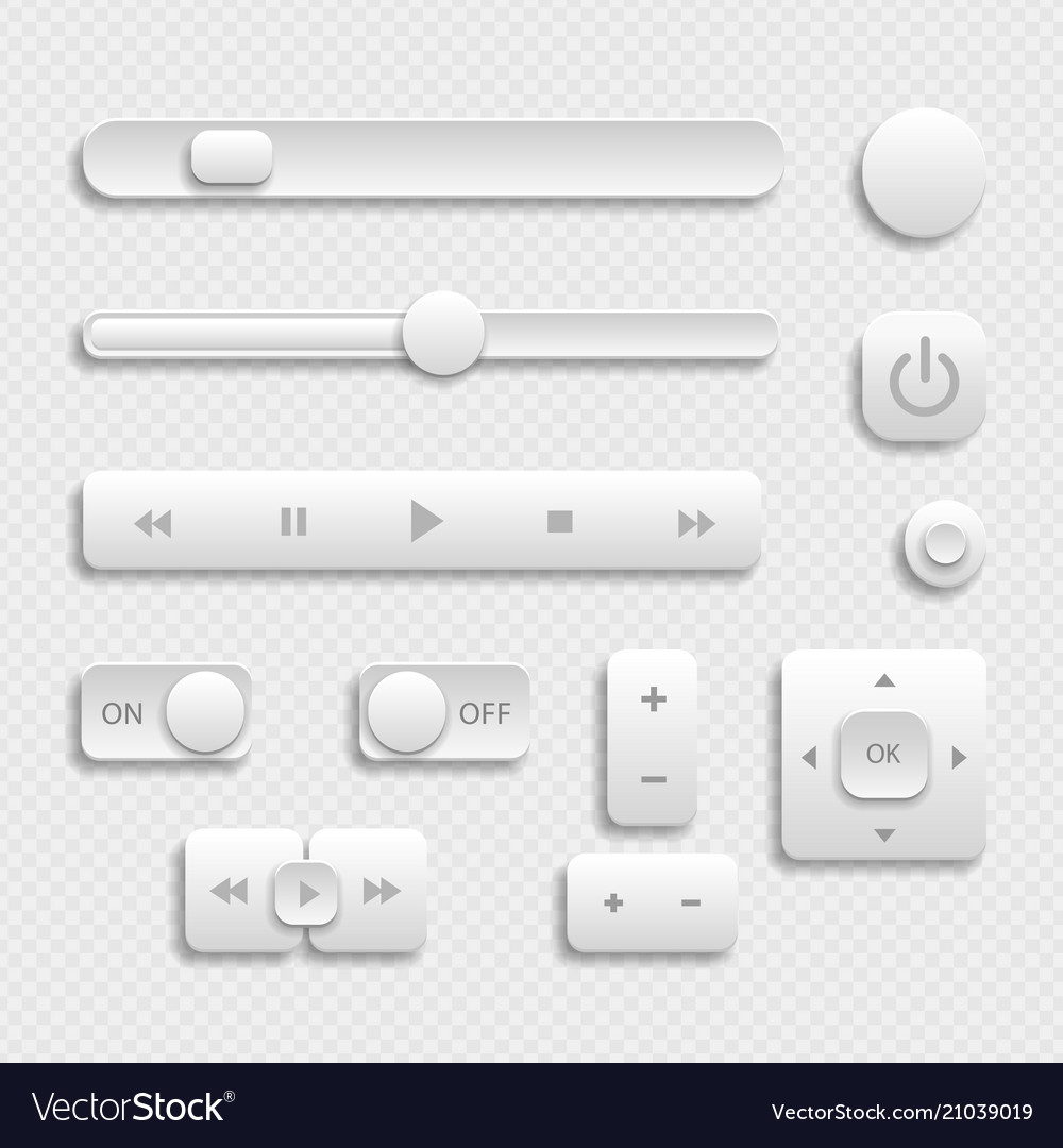 Light web ui elements design gray Royalty Free Vector Image