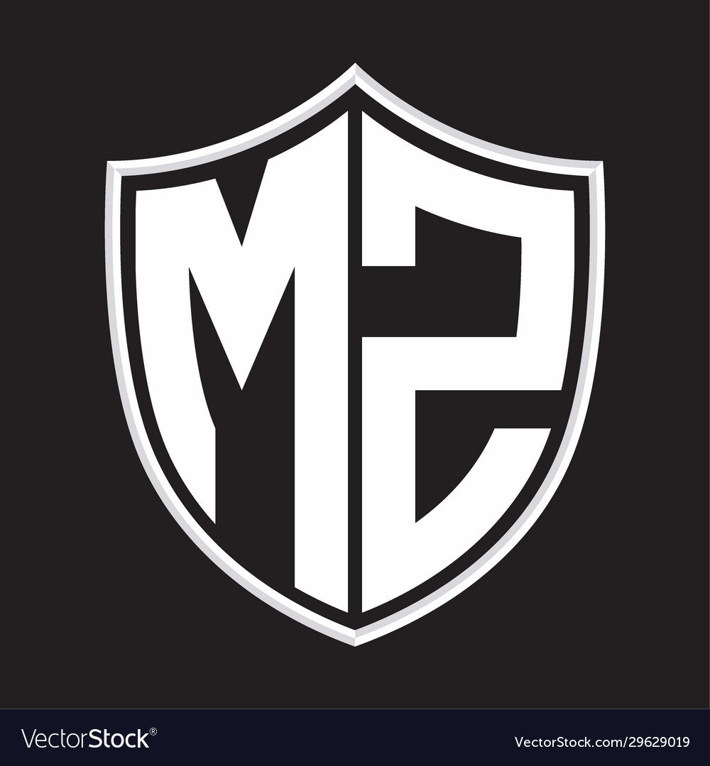 Mz logo monogram with shield shape isolated Vector Image