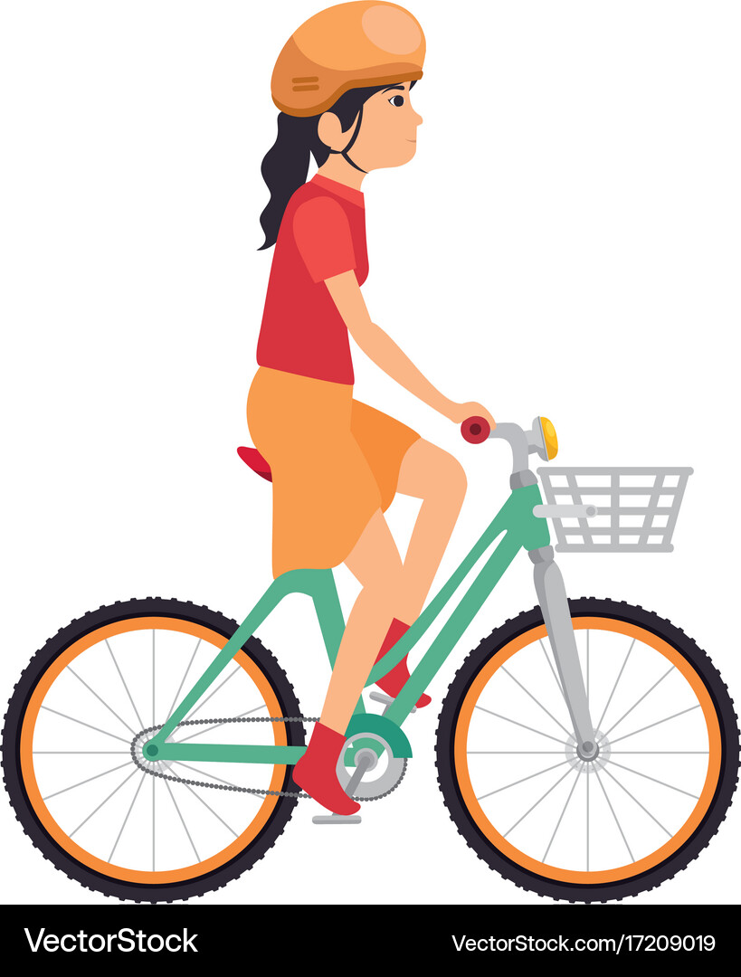 Woman cyclist riding a bicycle Royalty Free Vector Image