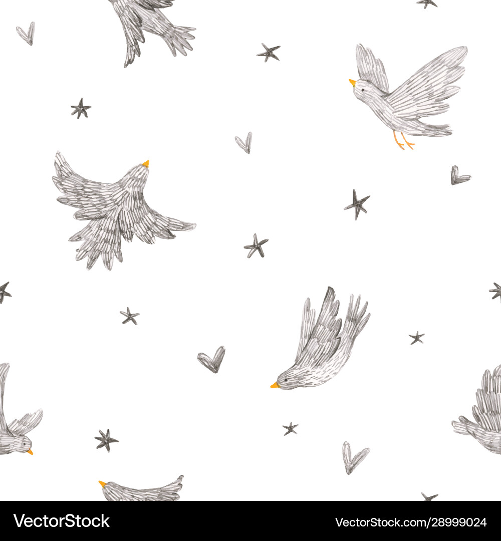 Beautiful Seamless Pattern With Cute Hand Vector Image