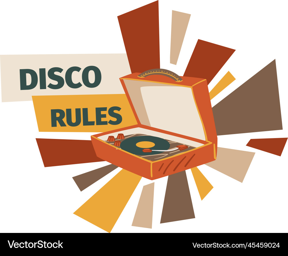 Disco rules old vinyl record player device Vector Image