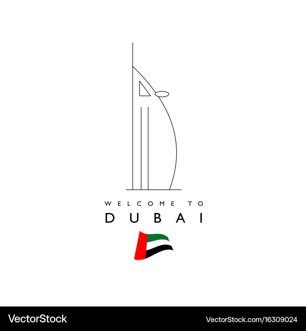 Dubai welcome icon travel Royalty Free Vector Image