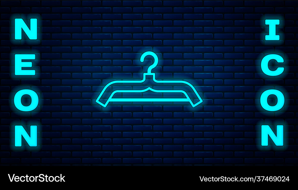 Glowing neon hanger wardrobe icon isolated Vector Image