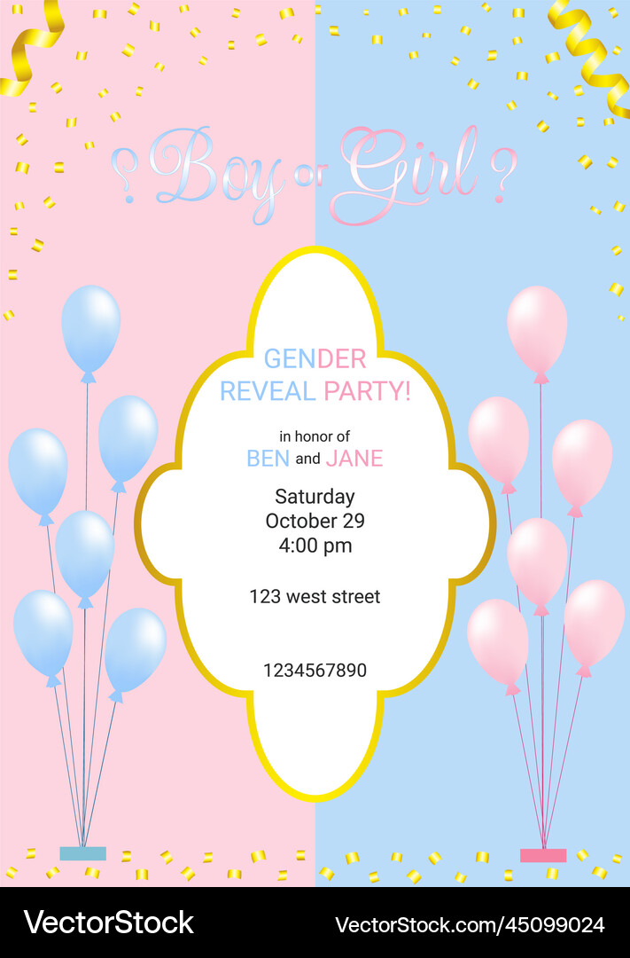 Invitation to a gender party Royalty Free Vector Image