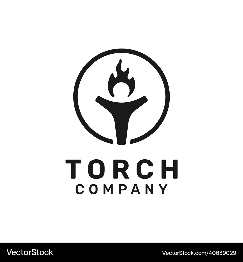 Burning torch flame logo Royalty Free Vector Image
