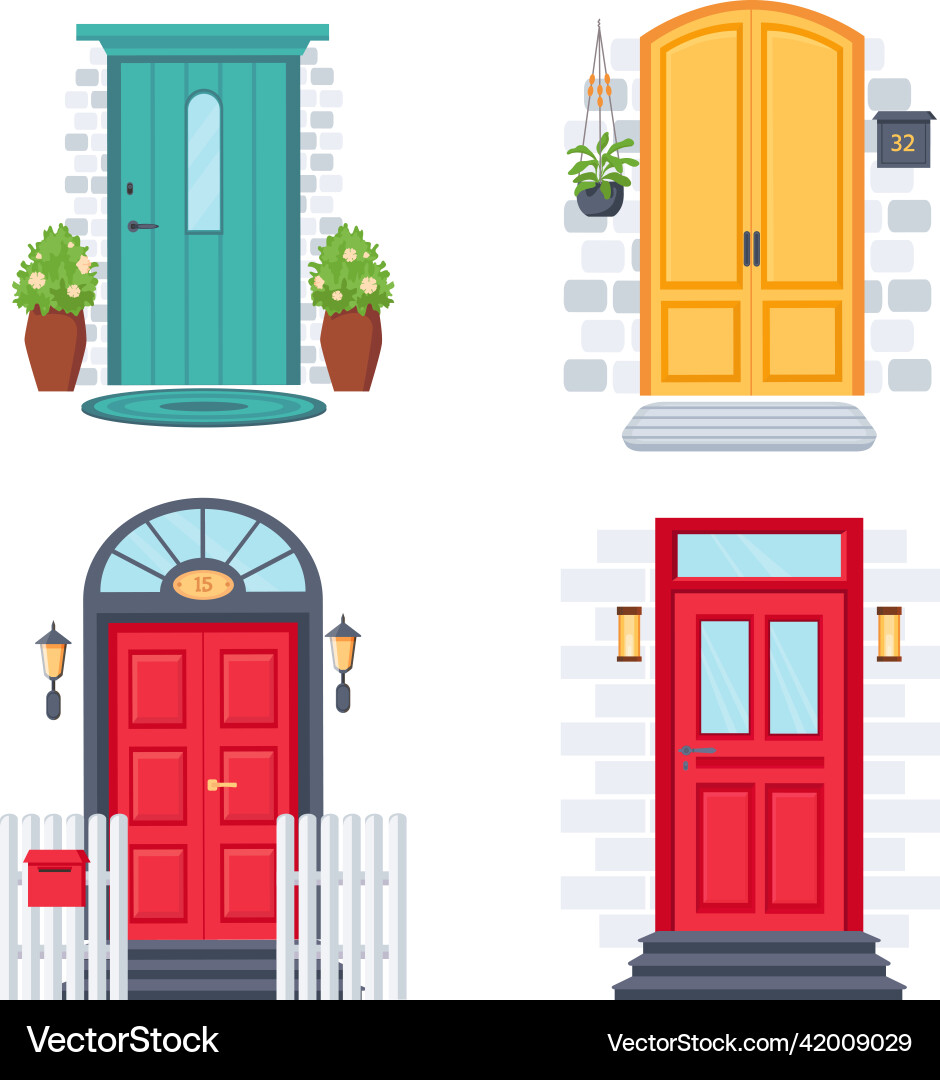 Front doors design exterior facade of house Vector Image