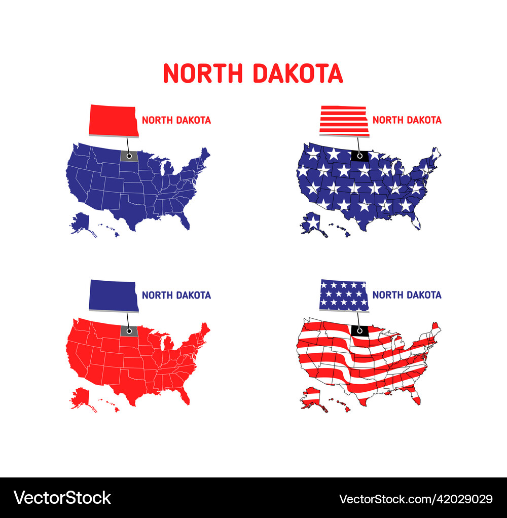 North dakota map with usa flag design Royalty Free Vector